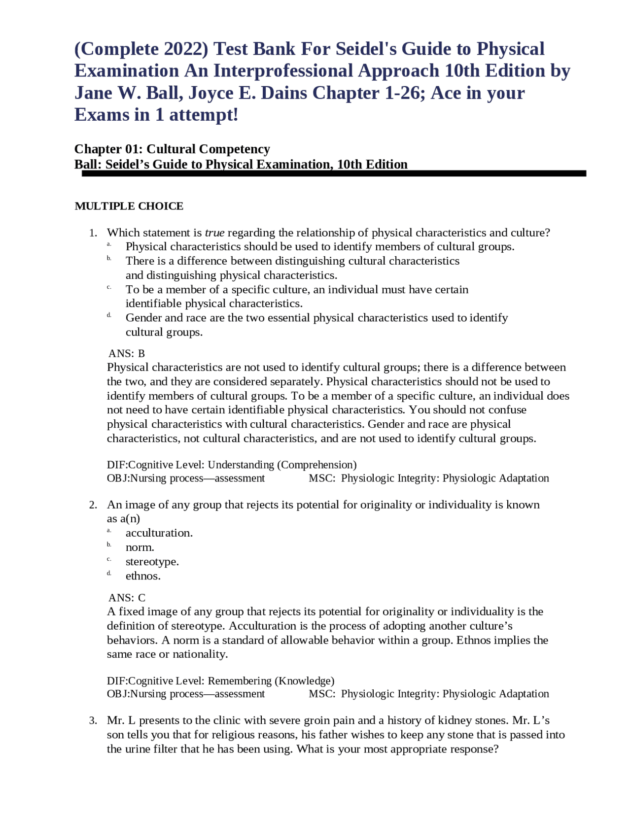 Cultural Encounters and Physical Examination: Interprofessional ...