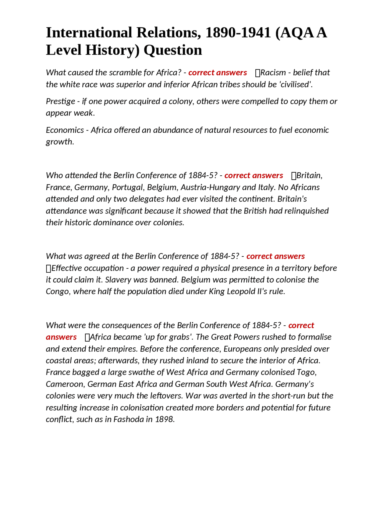 International Relations, 1890-1941 (AQA A Level History) Question ...