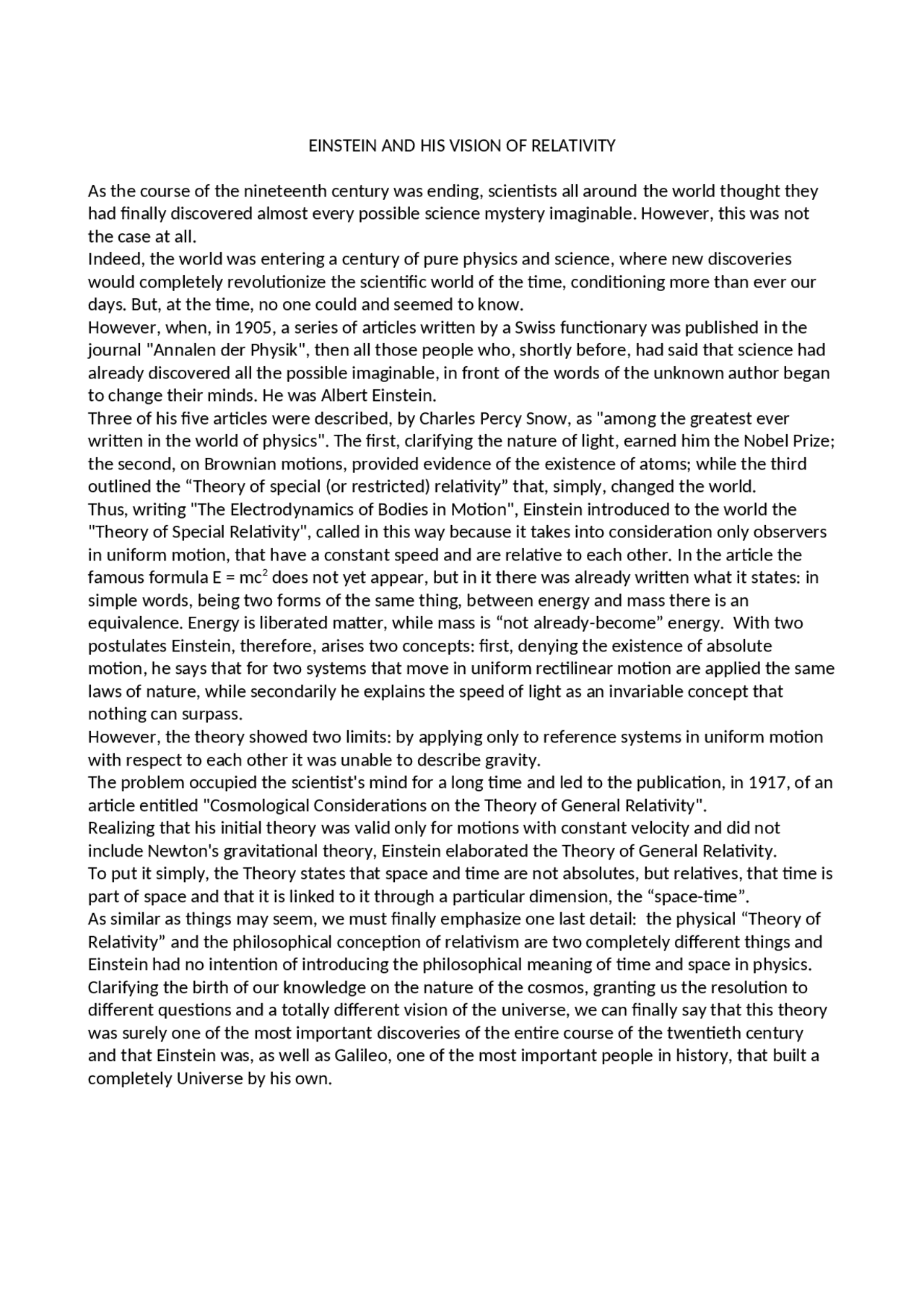 EINSTEIN AND HIS THEORY OF RELATIVITY FOR HIGH SCHOOL STUDENTS | Guide ...