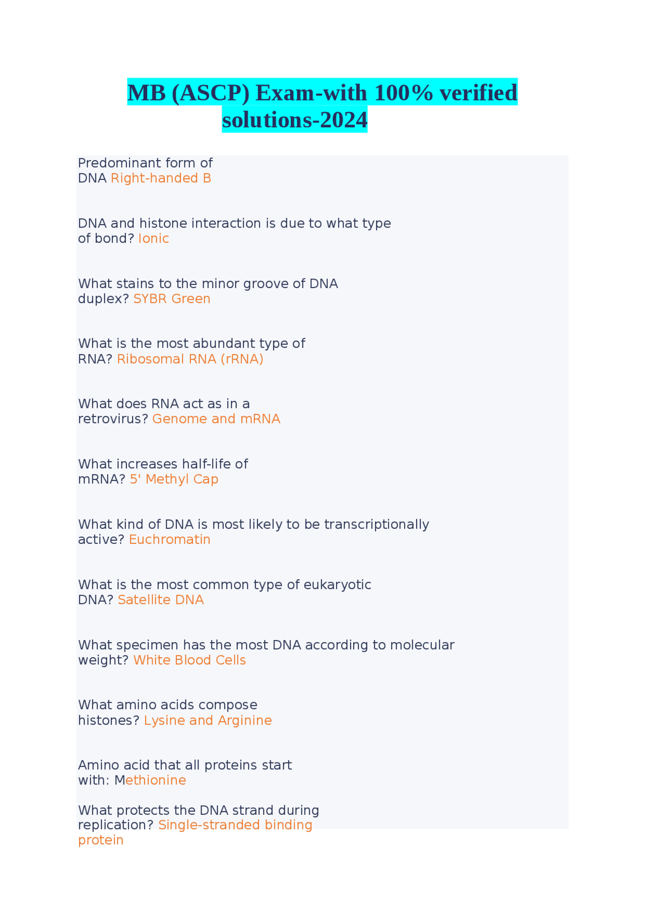 MB (ASCP) Exam-with 100 verified solutions-2024.docx | Exams Advanced Education | Docsity