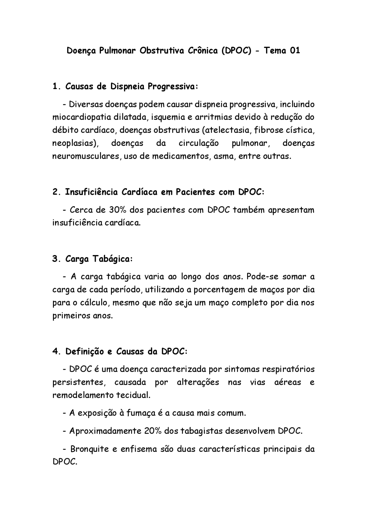 Pneumo: Doença pulmonar obstrutiva cronica | Esquemas Medicina | Docsity