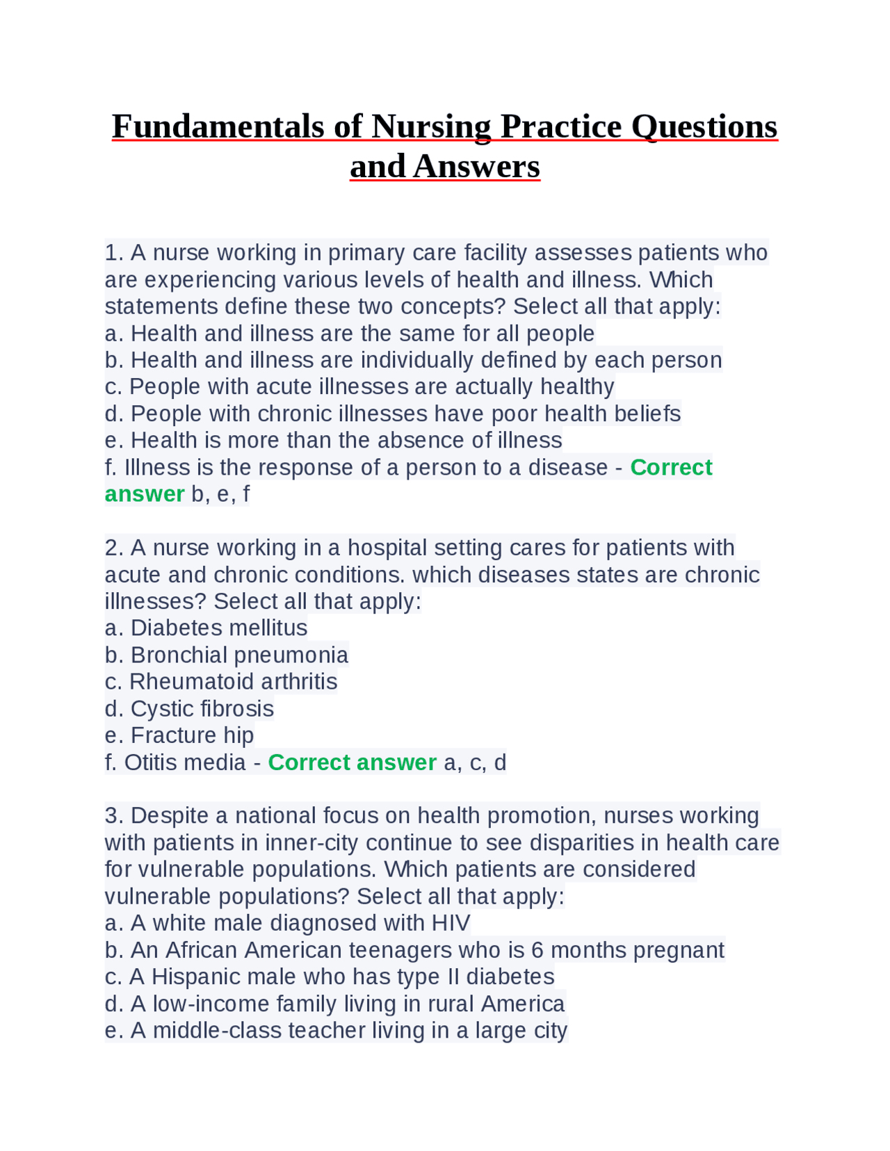 Nursing Care: Health and Illness Assessment and Patient Care | Exams ...