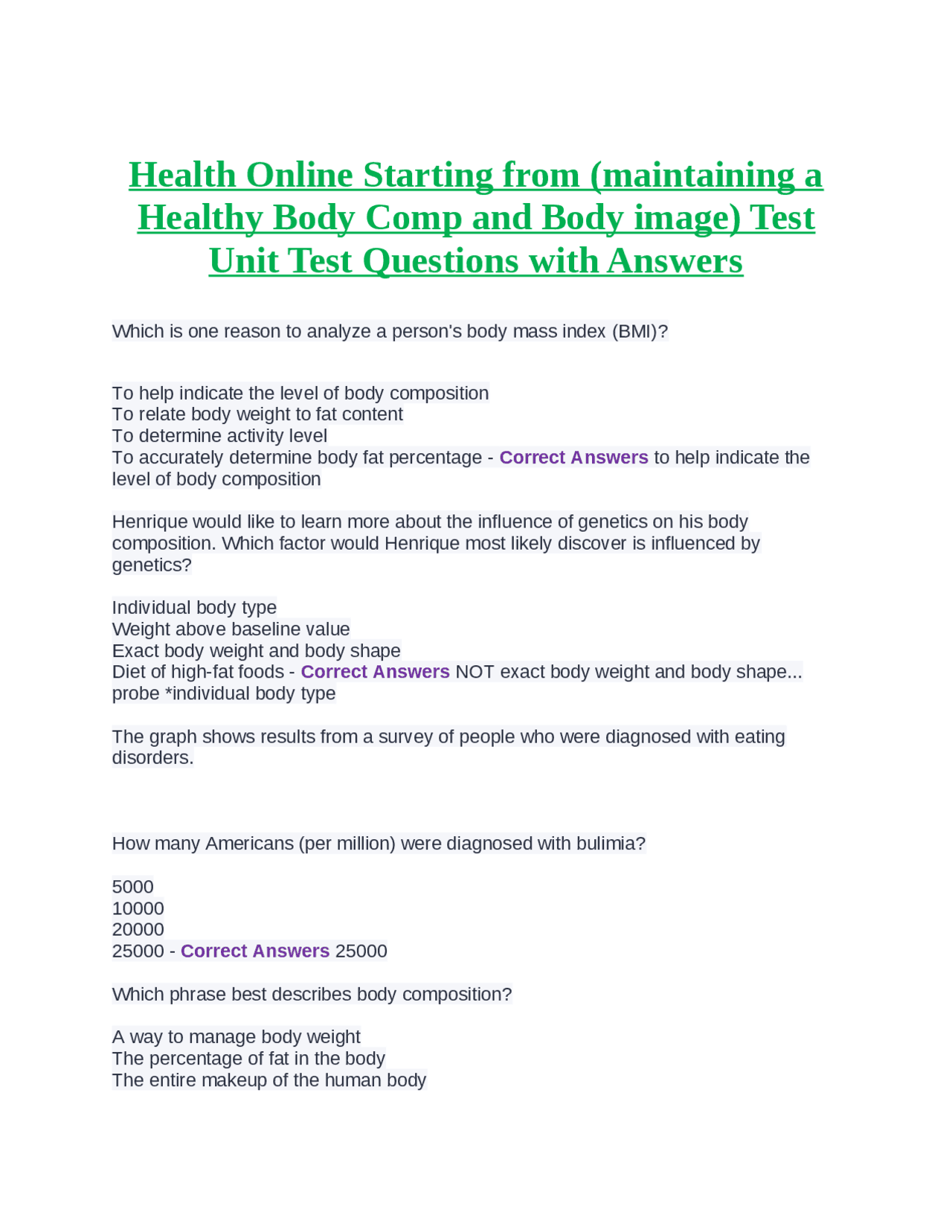 Health Online Starting from (maintaining a Healthy Body Comp and Body ...