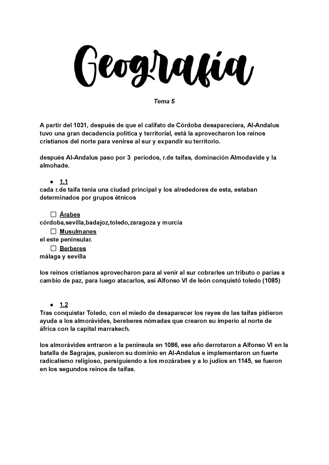 Resumen de geografía tema 5 | Resúmenes de Geografía | Docsity