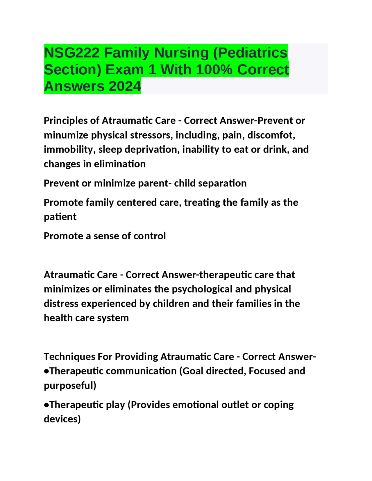 Principles of Atraumatic Care and Pain Management in Pediatrics | Exams ...