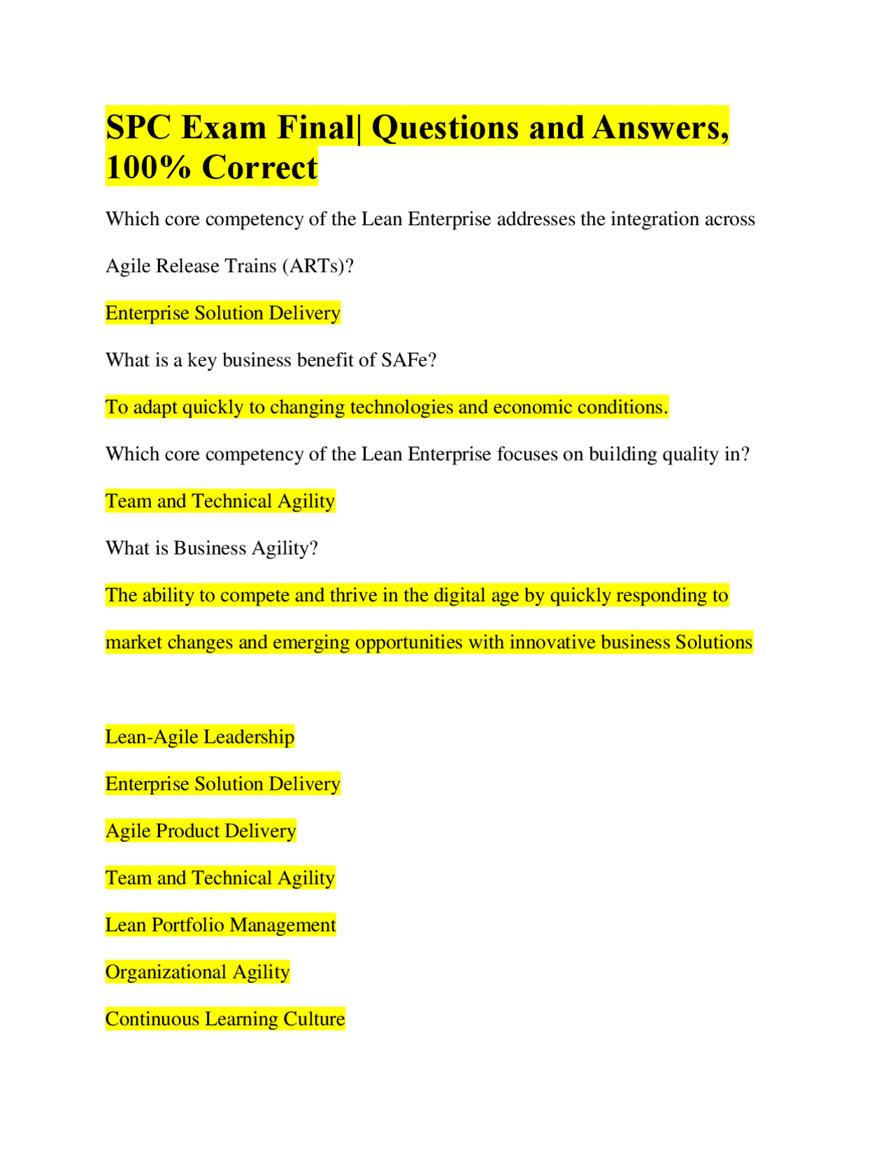 SPC Exam Final| Questions and Answers, 100% Correct | Exams Business ...