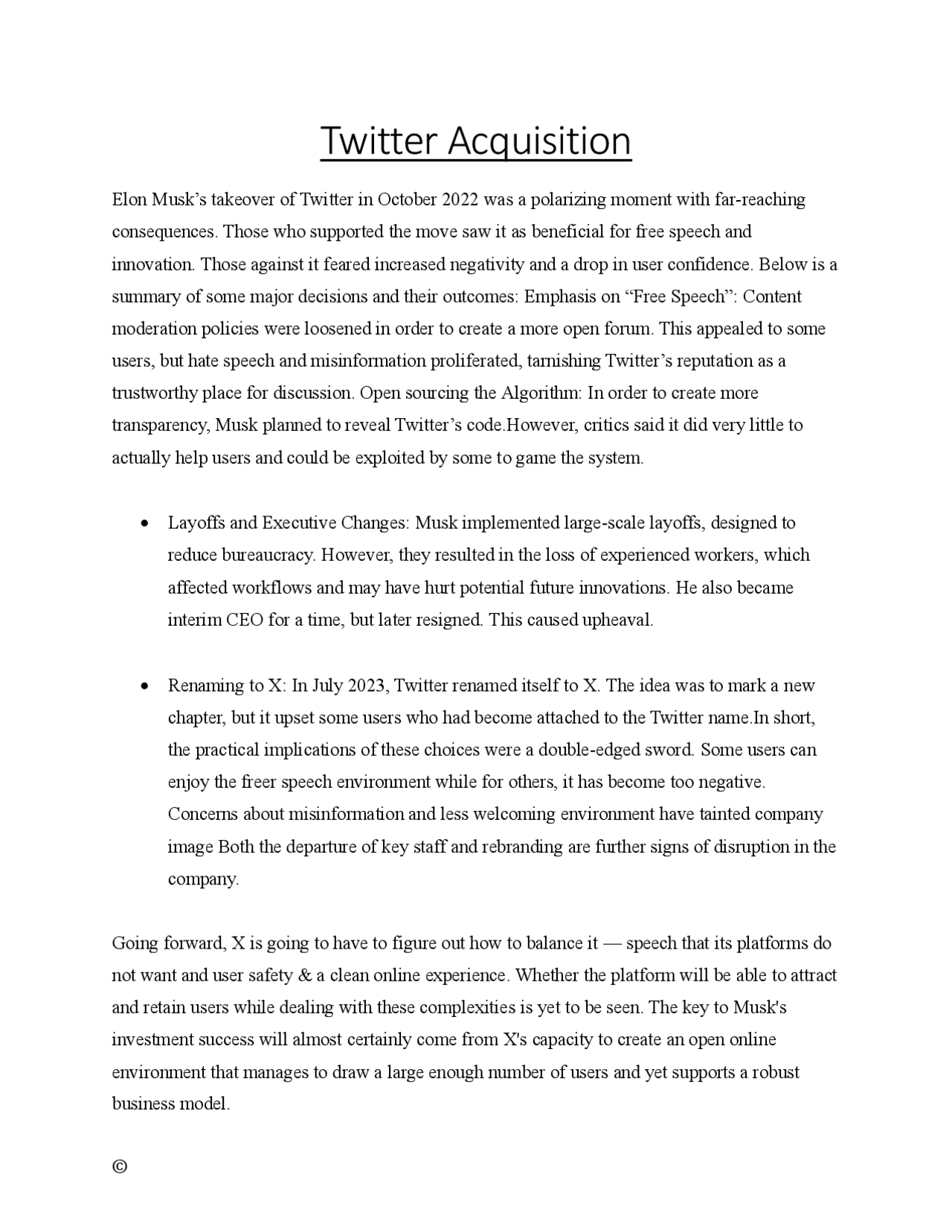 My opinion about Elon Musk's acquisition of Twitter. | Essays (high ...