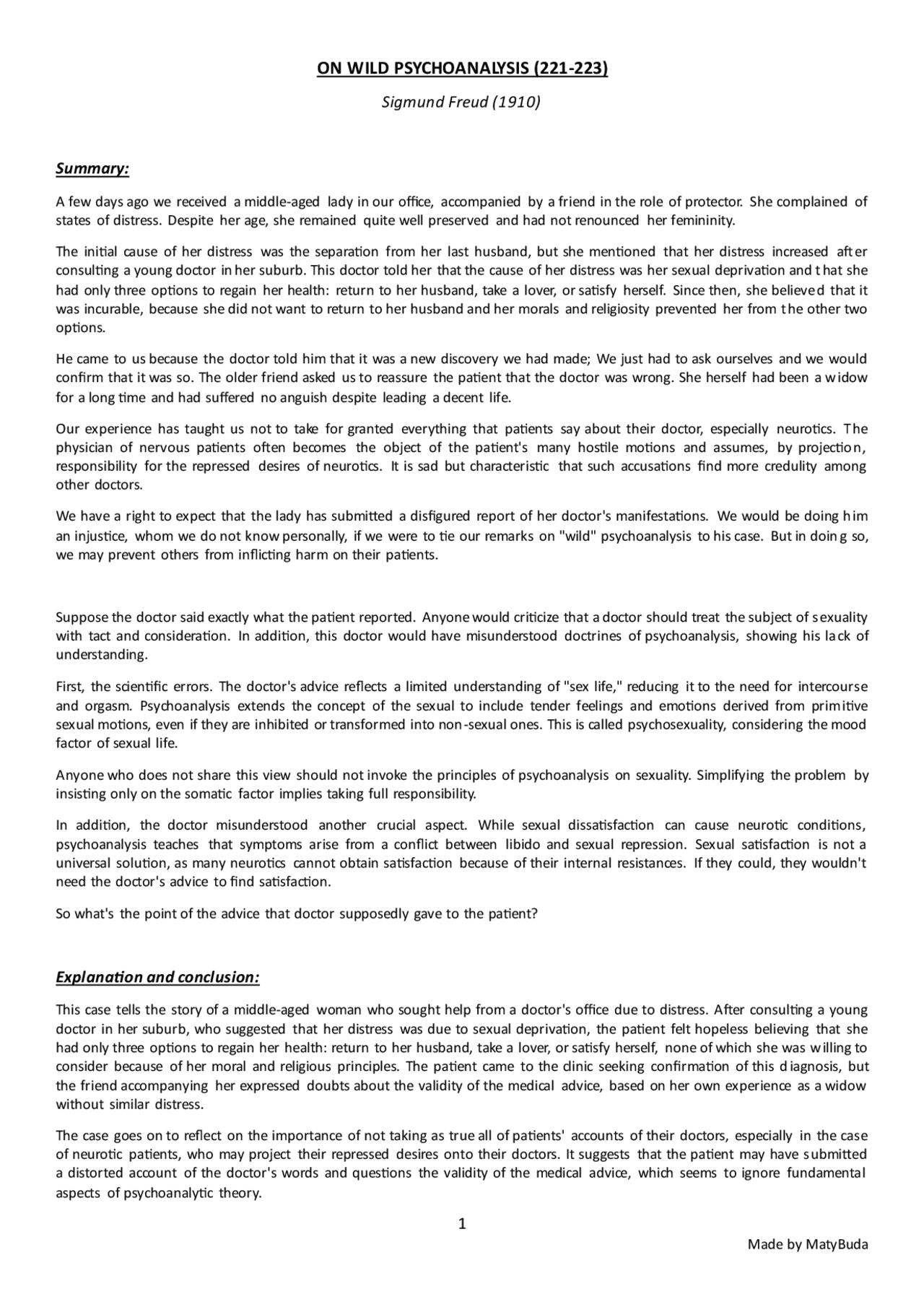 Summary of 'On Wild Psychoanalysis (221-223)' by Freud | Resúmenes de ...