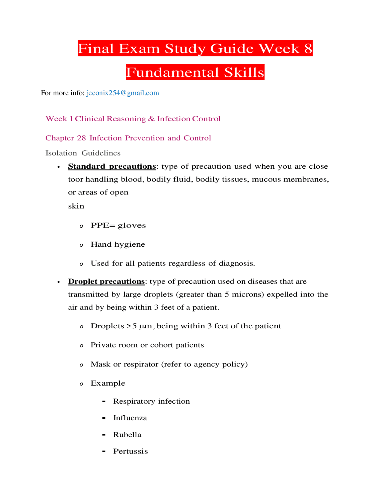 New Generation -Fundamental Skills Final Exam Study Guide Week 8 ...