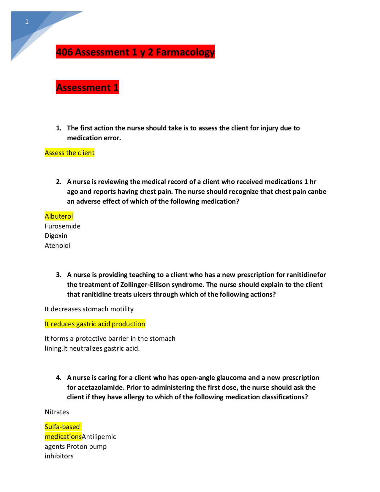 Medication Errors and Adverse Effects in Nursing | Exams Nursing | Docsity