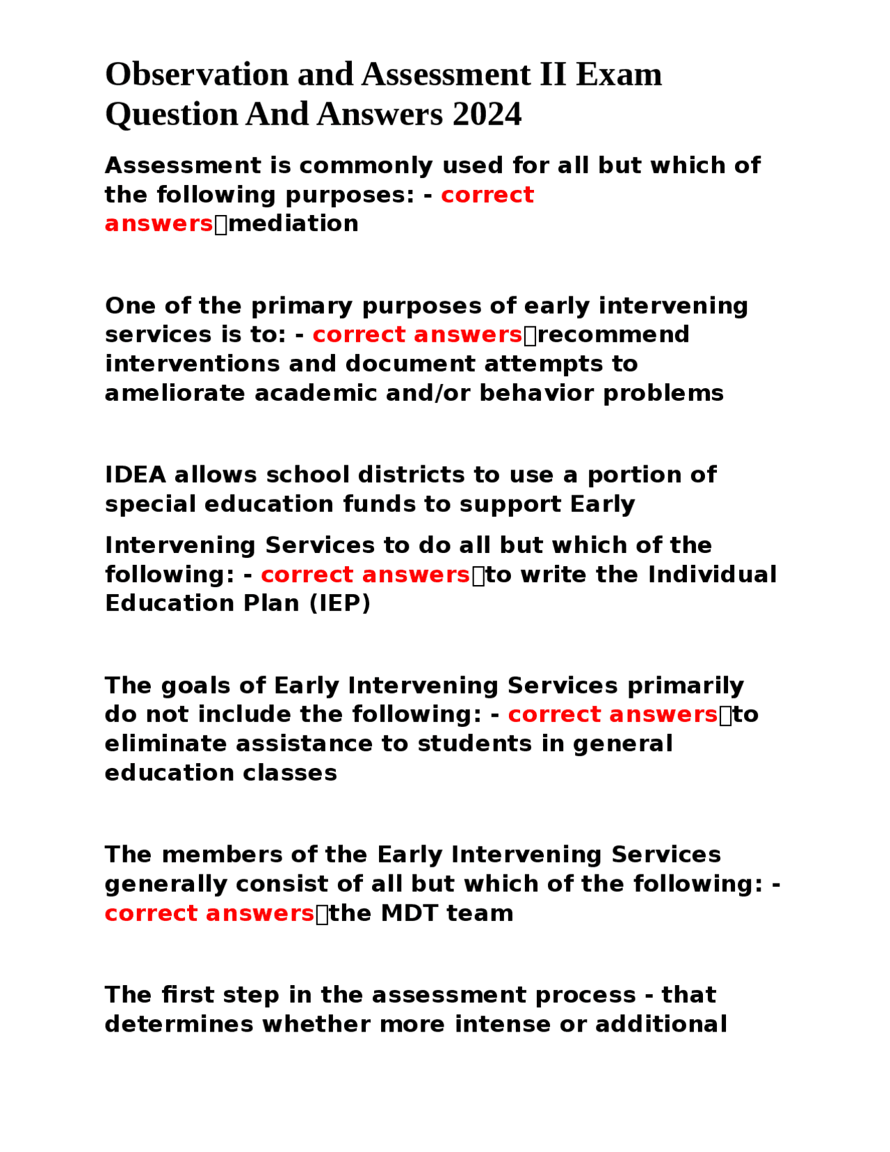 RTI and Special Education Assessment | Exams Nursing | Docsity