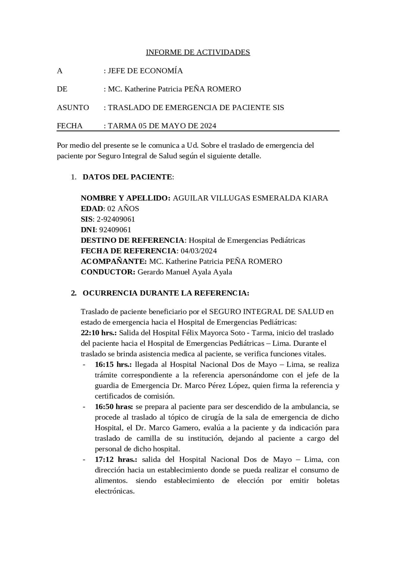 INFORME MEDICO - REFERENCIAS | Resúmenes de Didáctica General | Docsity