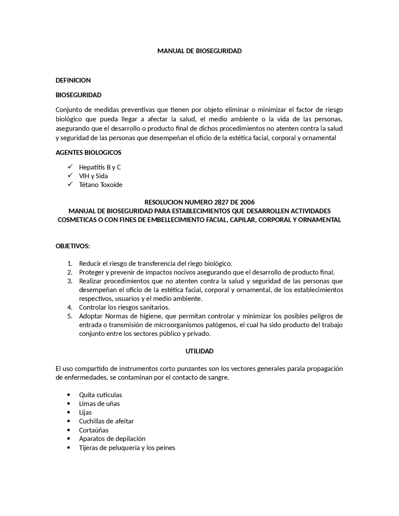 manual de bioseguridad | Guías, Proyectos, Investigaciones de Ciencias de la Tierra y del Medio ...