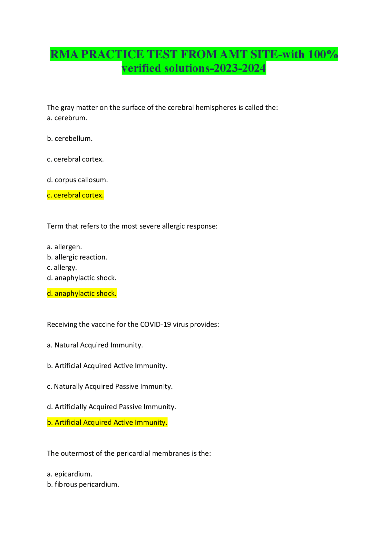 RMA PRACTICE TEST FROM AMT SITE-with 100% verified solutions-2023-2024 ...