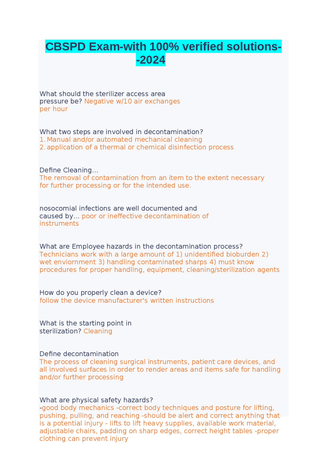 CBSPD Exam-with 100 verified solutions-2024.docx | Exams Nursing | Docsity