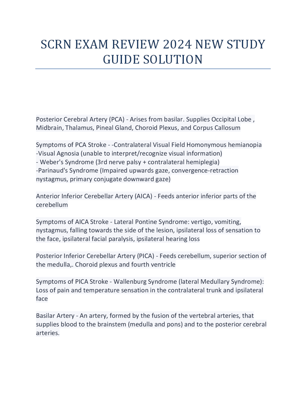 SCRN EXAM REVIEW 2024 NEW STUDY GUIDE SOLUTION | Exams Macroeconomics ...