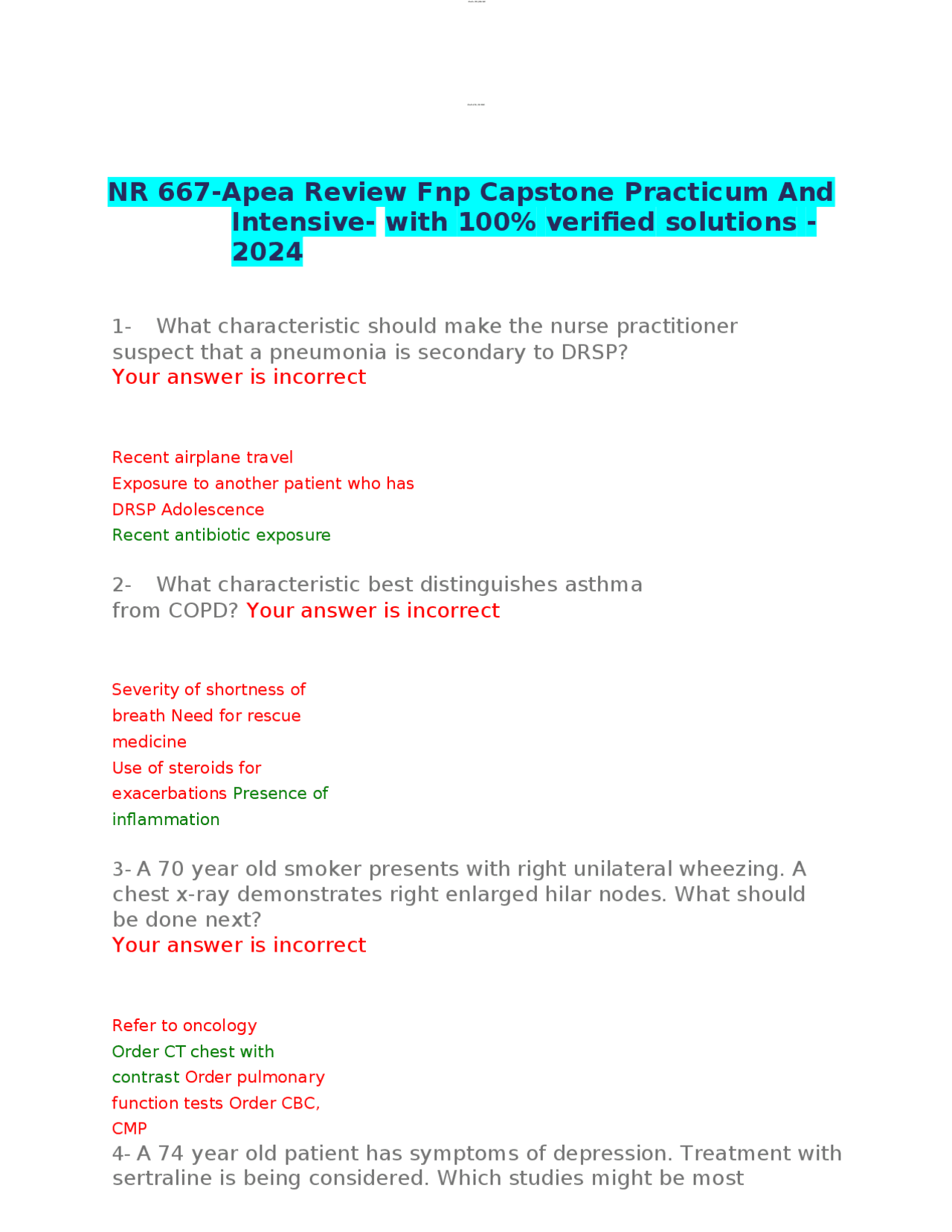 NR 667-Apea Review Fnp Capstone Practicum And Intensive- with 100% ...