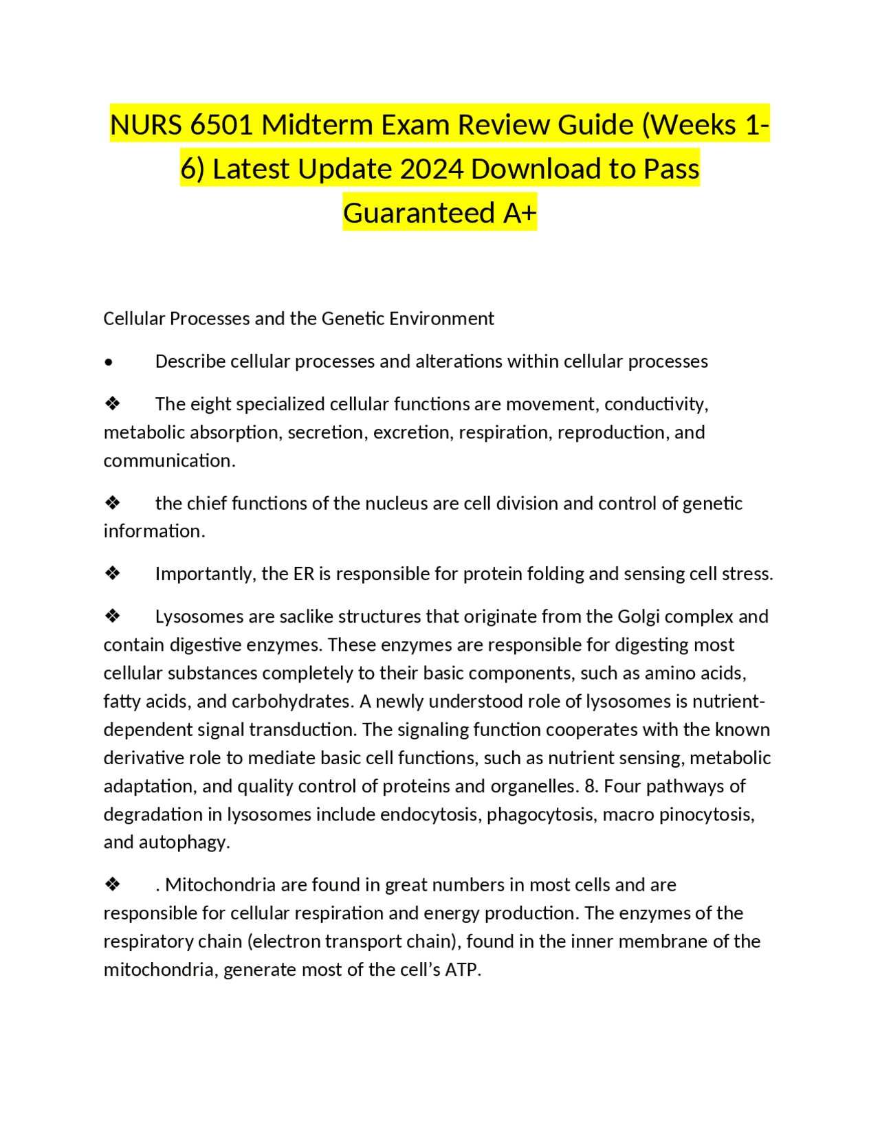 NURS 6501 Midterm Exam Review Guide (Weeks 1-6) Latest Update 2024 ...