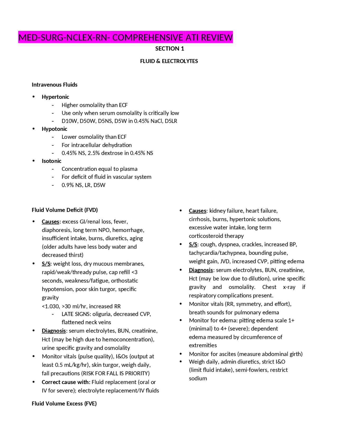 MED-SURG-NCLEX-RN- COMPREHENSIVE ATI REVIEW | Study Guides, Projects ...