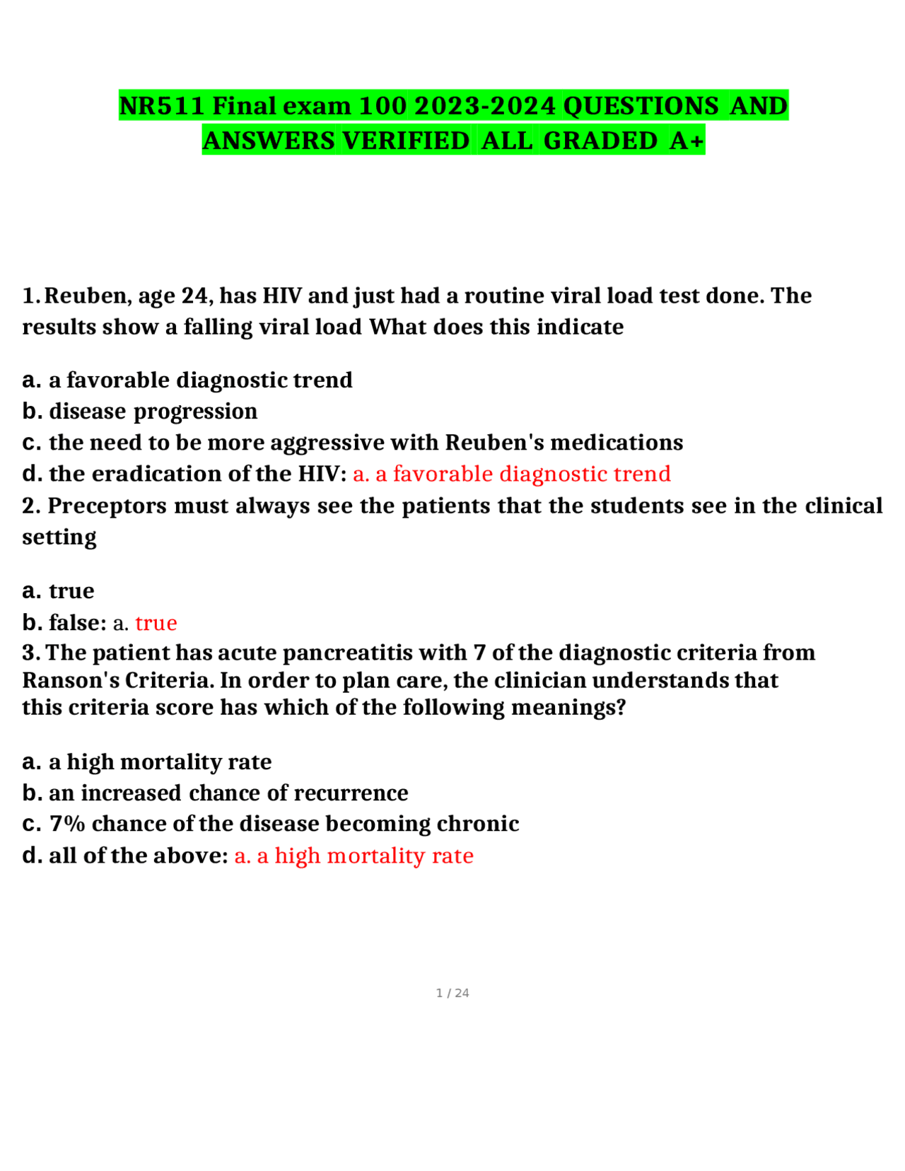 NR511 Final exam 100 2023-2024 QUESTIONS AND ANSWERS VERIFIED ALL ...