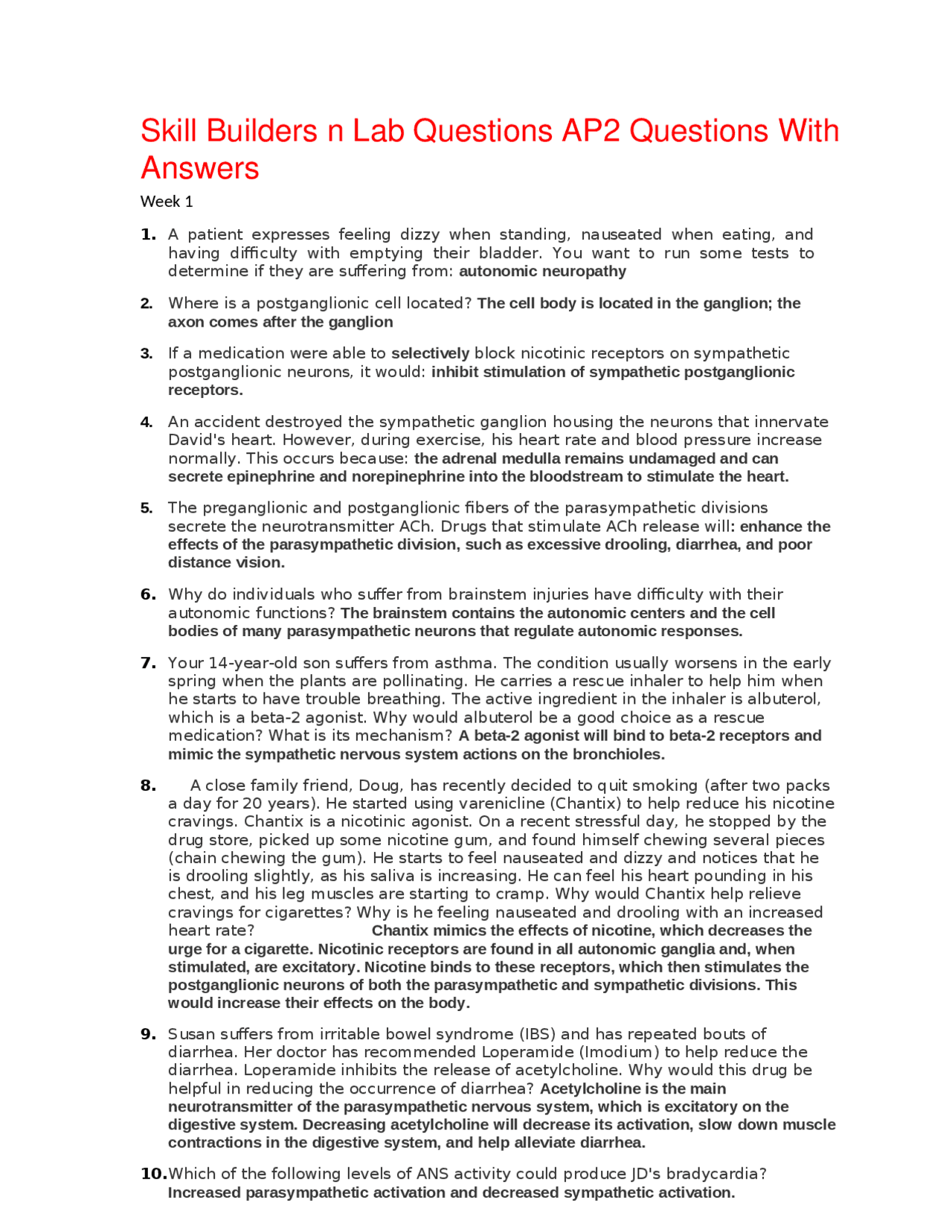 Skill Builders n Lab Questions AP2 Questions With Answers | Study notes ...