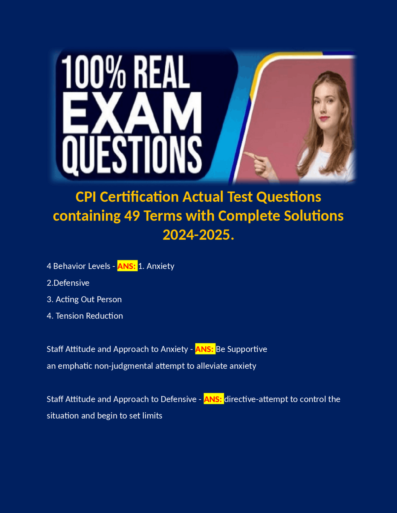 CPI Certification Actual Test Questions containing 49 Terms with ...