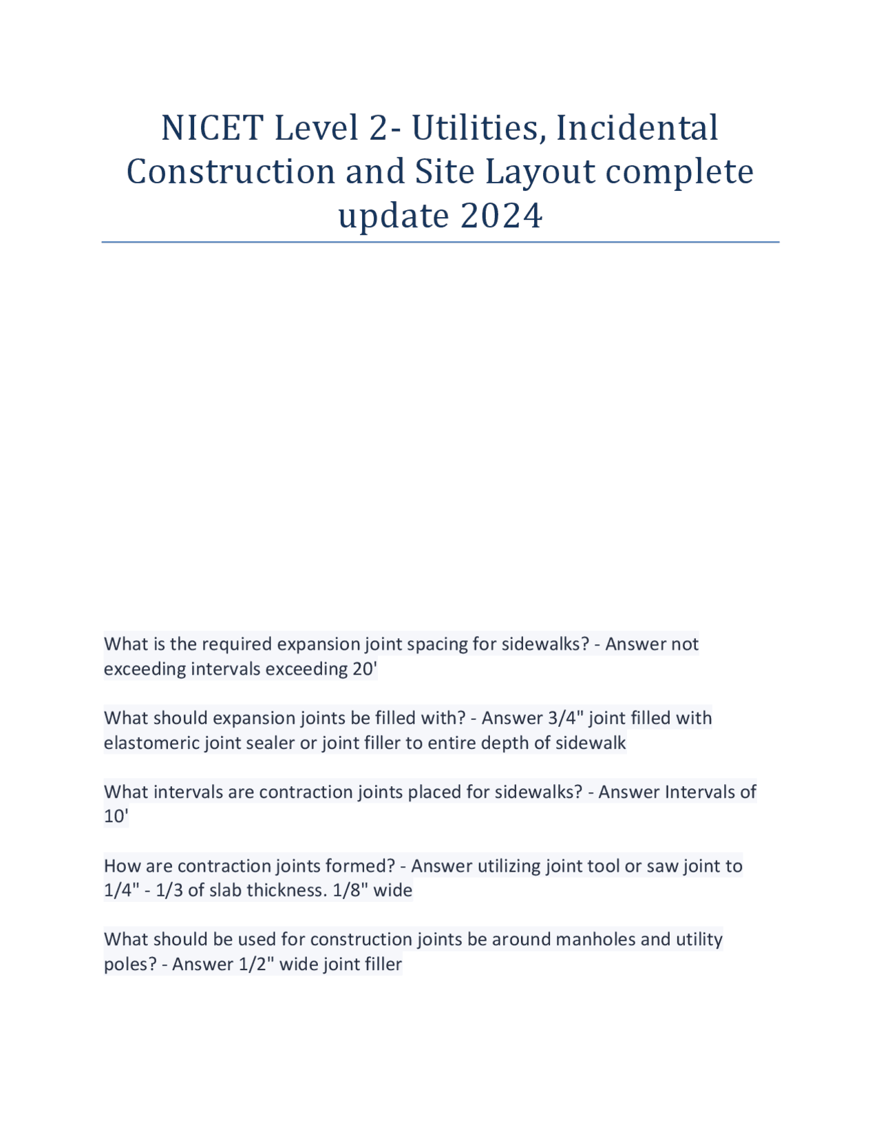 NICET Level 2- Utilities, Incidental Construction and Site Layout ...