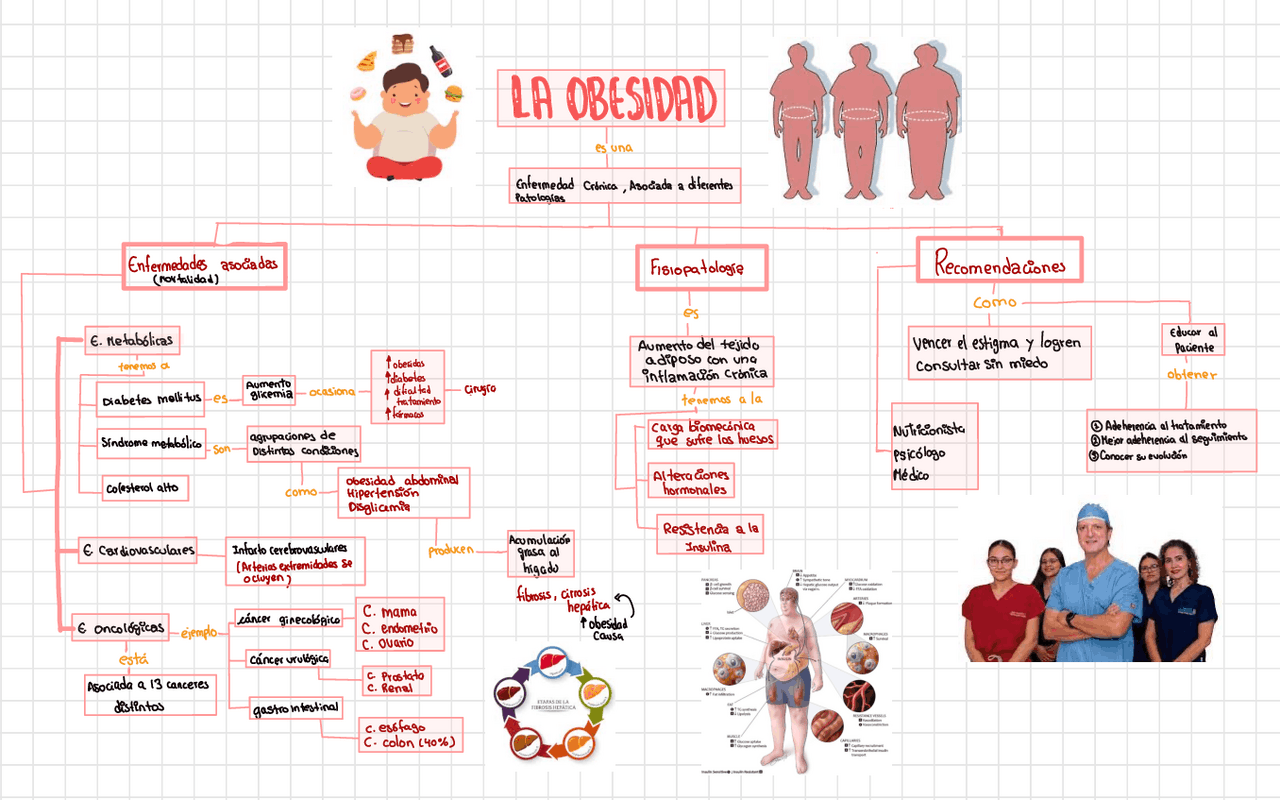Enfermedades crónicas asociadas a la obesidad y sus recomendaciones | Esquemas y mapas ...