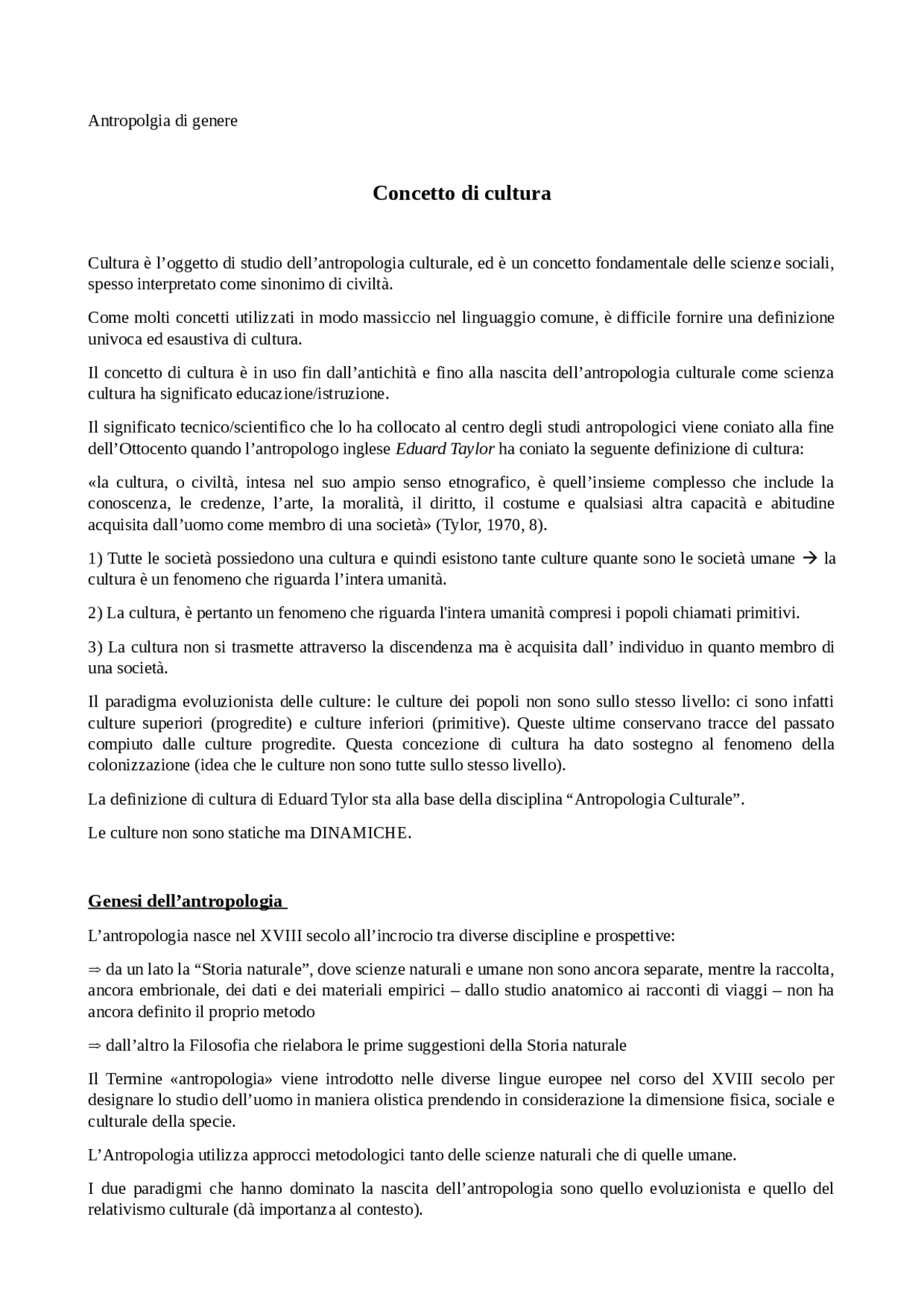 Riassunto slide e lezioni | Slide di Antropologia | Docsity