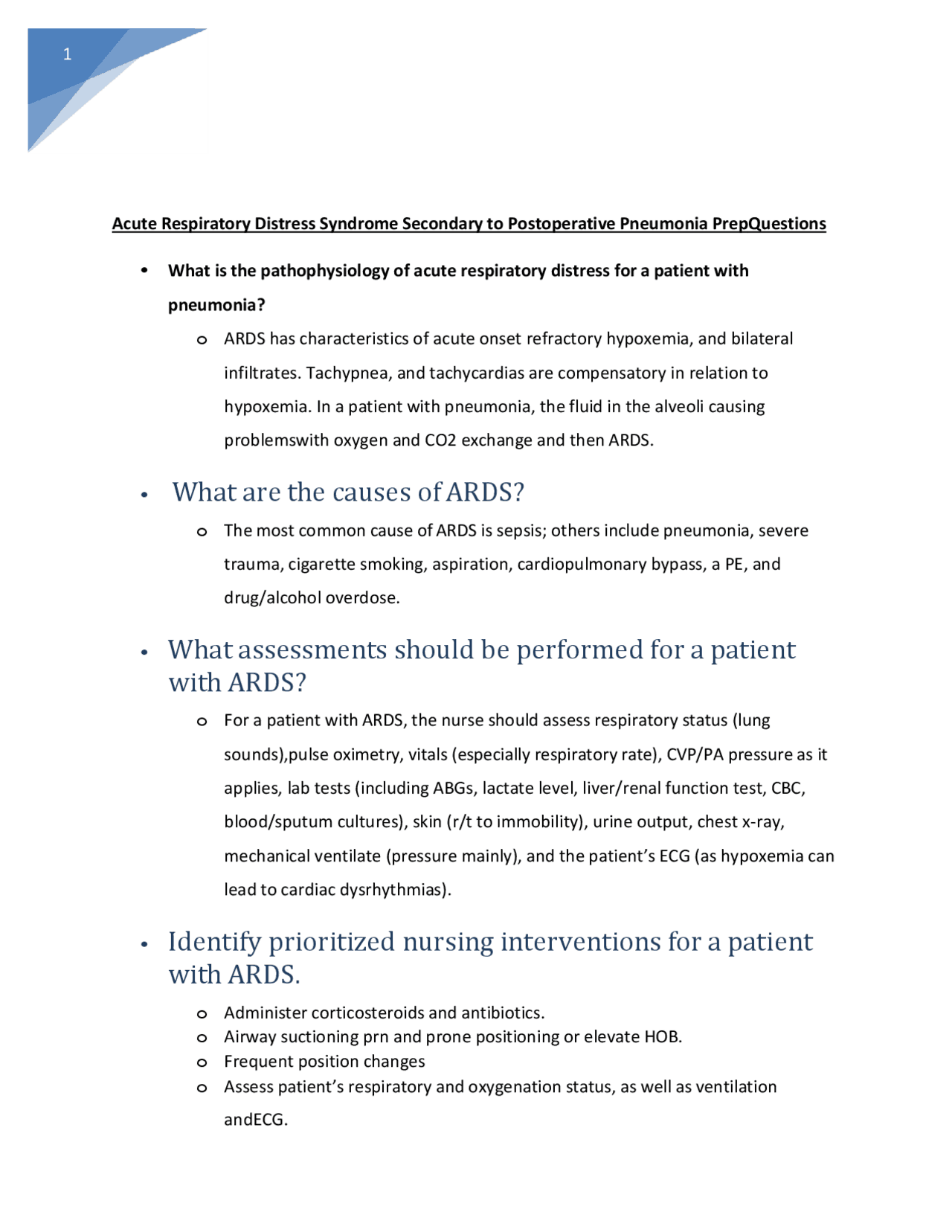 Pathophysiology and Treatment of Acute Respiratory Distress Syndrome ...