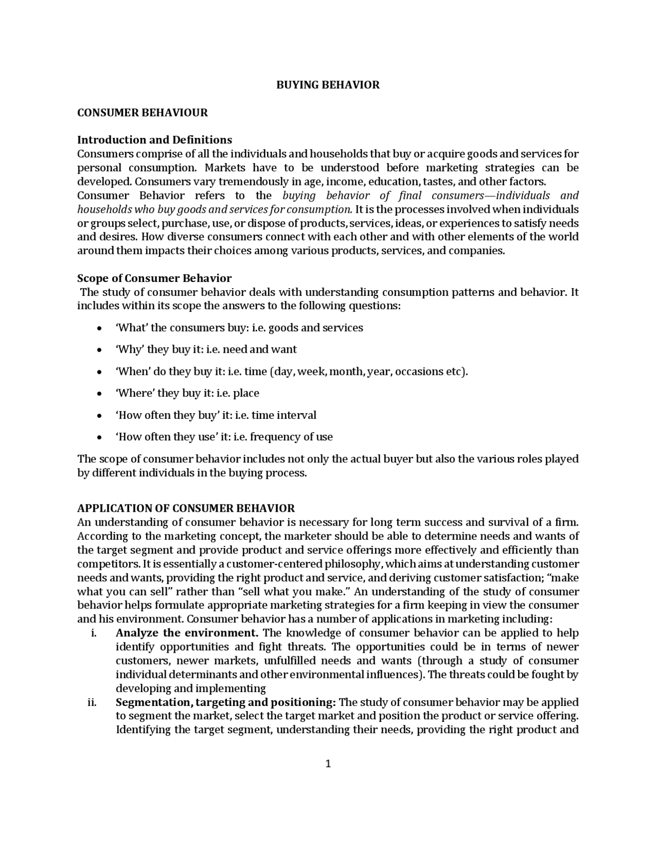 Principles of marketing :BUYING BEHAVIOR | Lecture notes Principles of ...