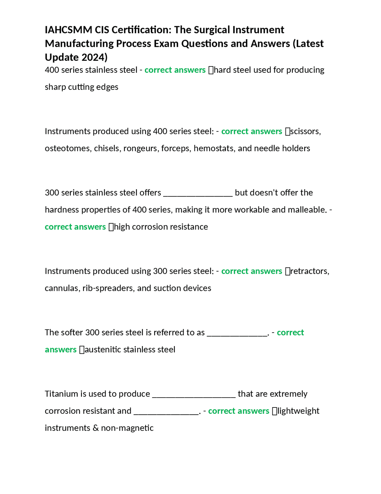 Materials and Manufacturing Processes in Surgical Instrument Production ...