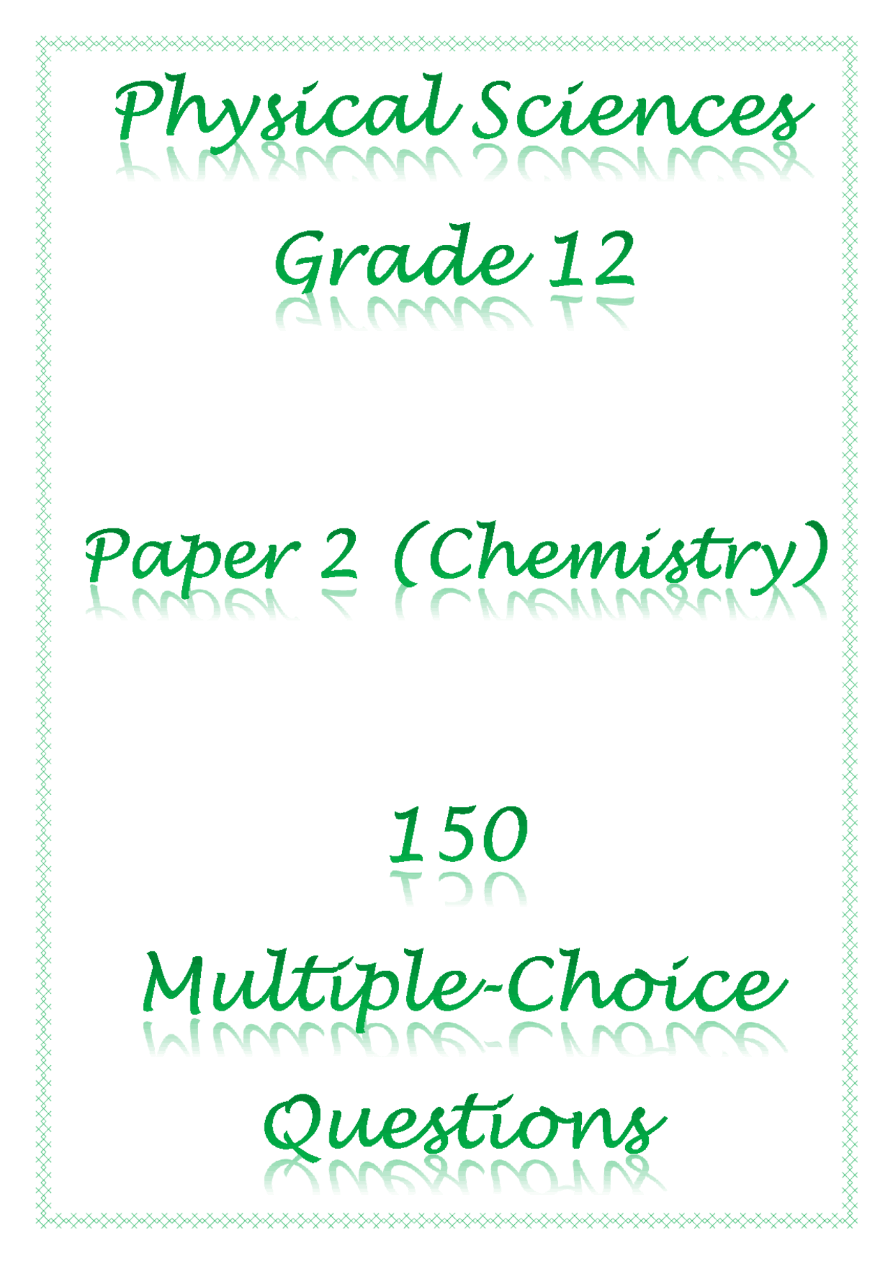 Chemistry Multiple Choice Questions | Quizzes Chemistry | Docsity