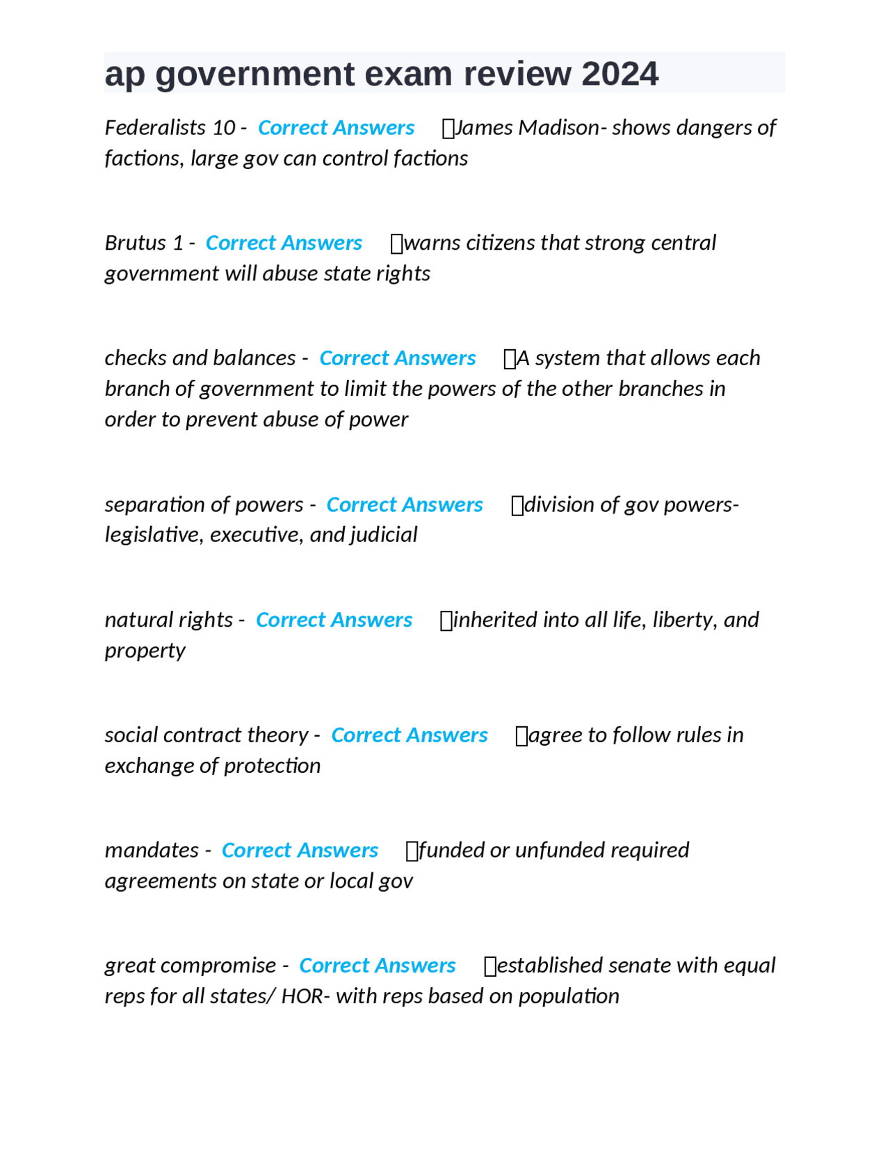 AP Government Review 2024: Key Concepts and Powers | Exams Nursing ...
