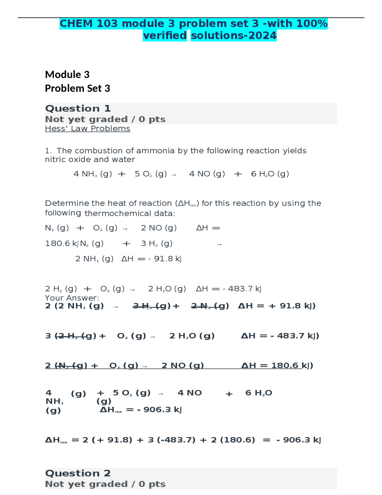 CHEM 103 module 3 problem set 3 -with 100% verified solutions-2024.docx ...