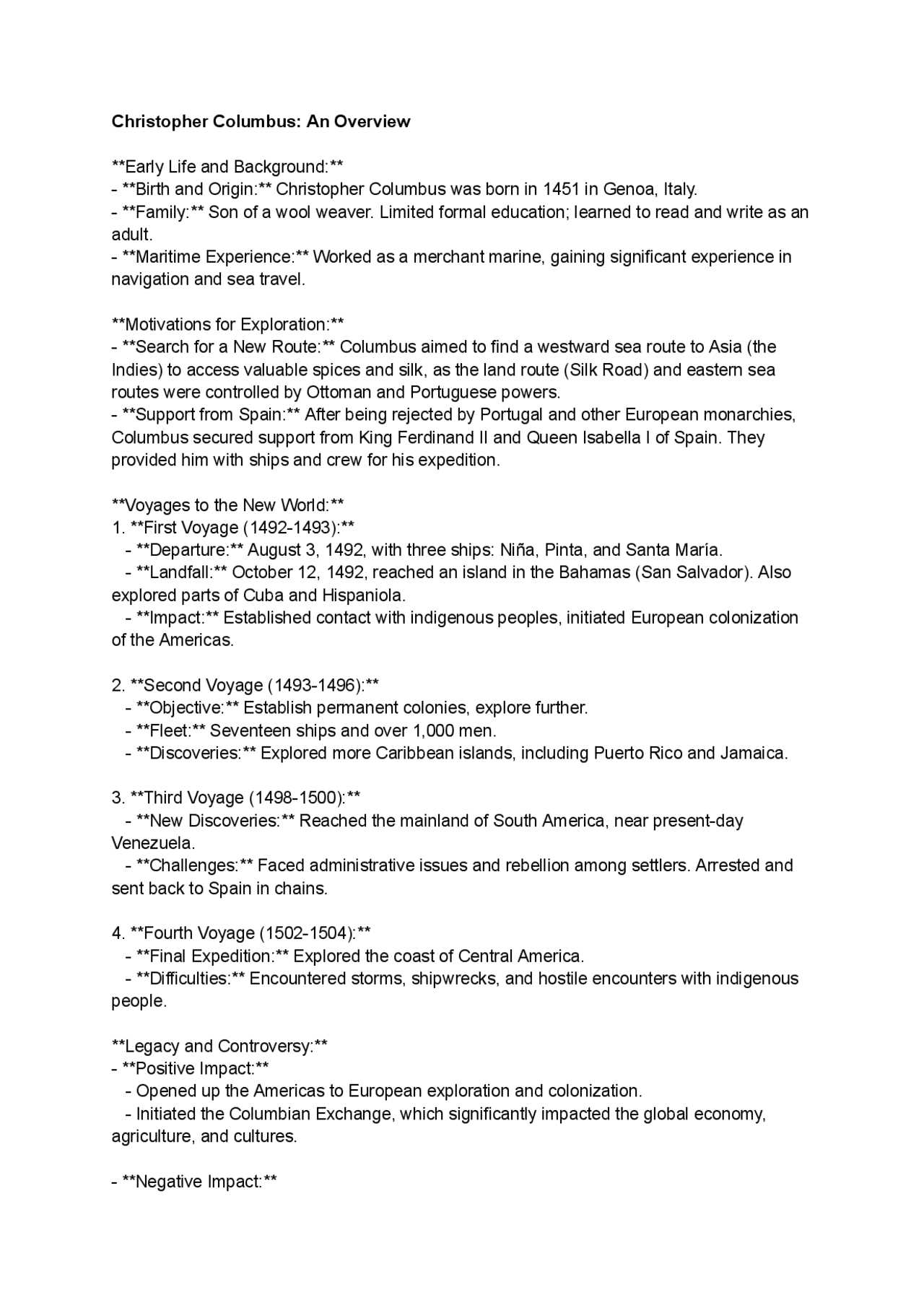 All about of history of Christopher Columbus | Study notes History ...