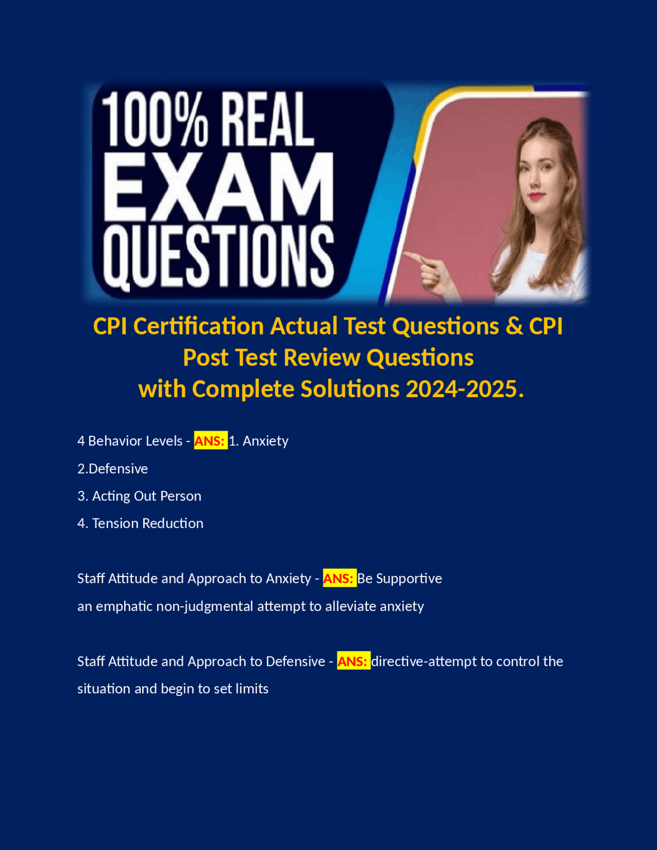 CPI Certification Actual Test Questions & CPI Post Test Review ...