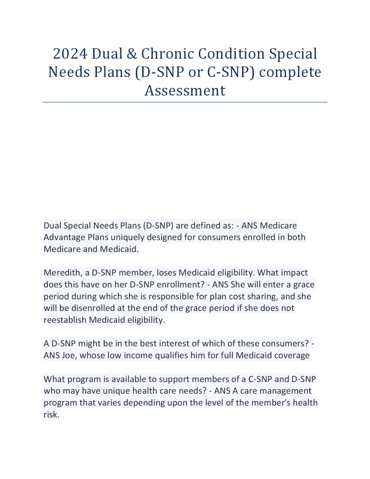2024 Dual & Chronic Condition Special Needs Plans (D-SNP or C-SNP ...