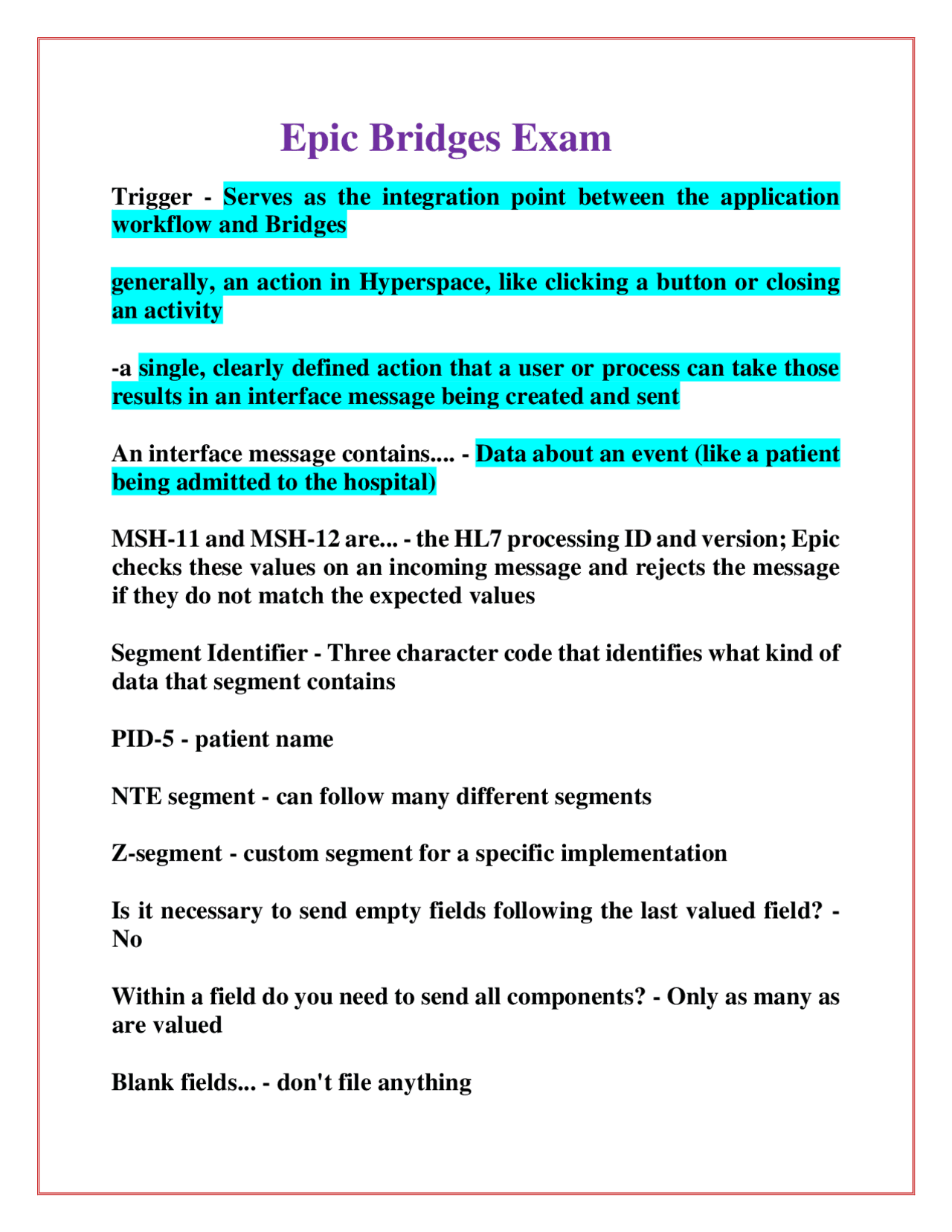 EPIC BRIDGES EXAM TEST BANK 2023-2024 REAL EXAM 300 QUESTIONS AND ...