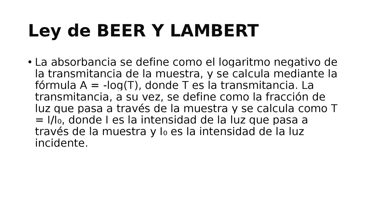 Ley de Beer-Lambert: Cálculo de Concentraciones y Propiedades Ópticas ...