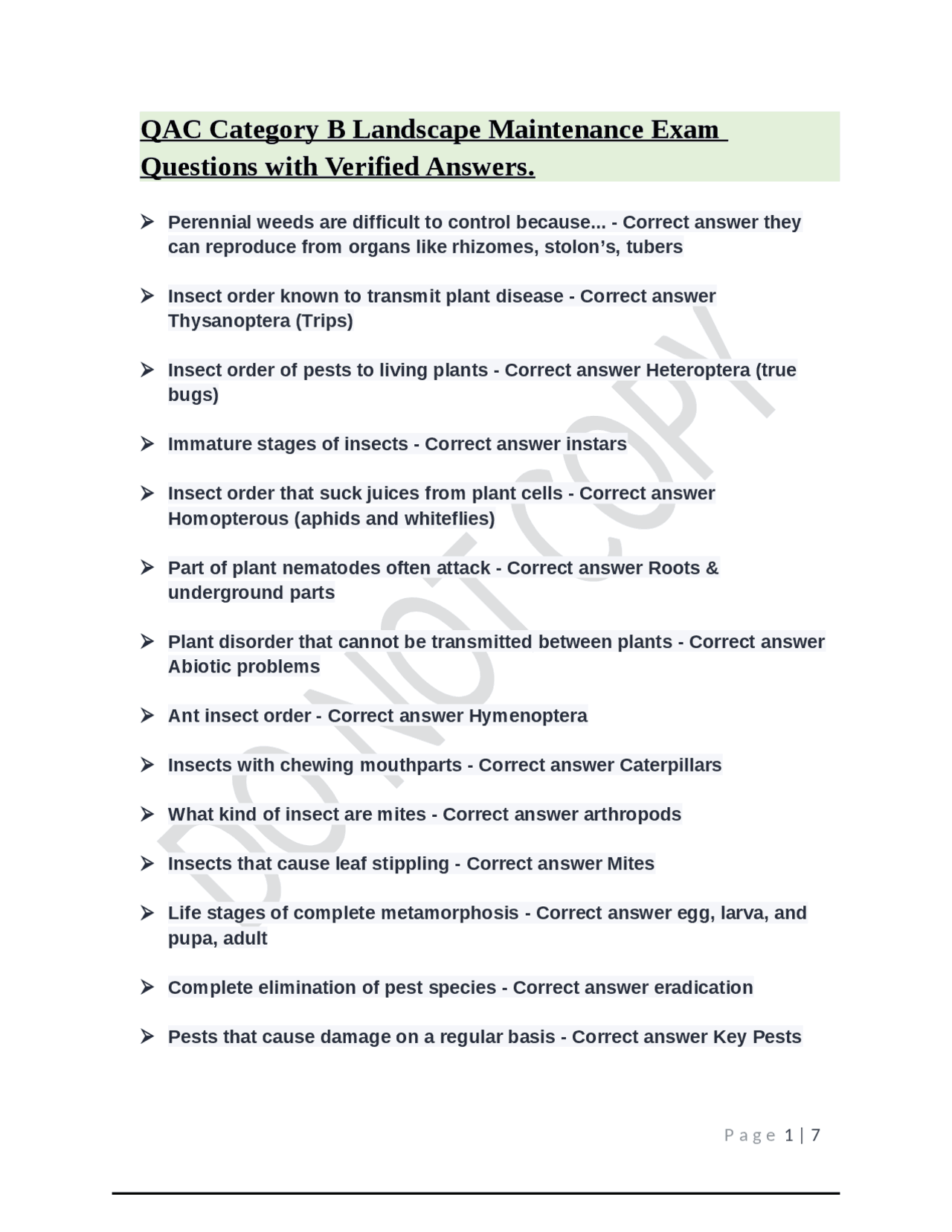 QAC Category B Landscape Maintenance Exam Questions with Verified ...