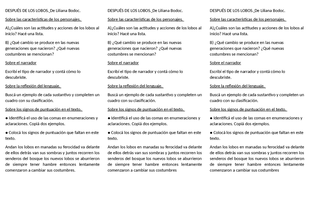 examen analisis cuento despues de los lobos | Exámenes selectividad de ...