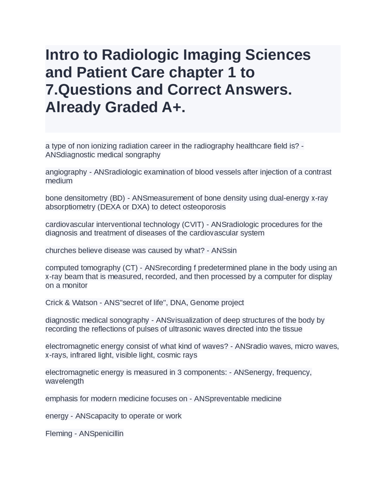 Introduction to Radiology and Medical Imaging | Exams Medical imaging ...