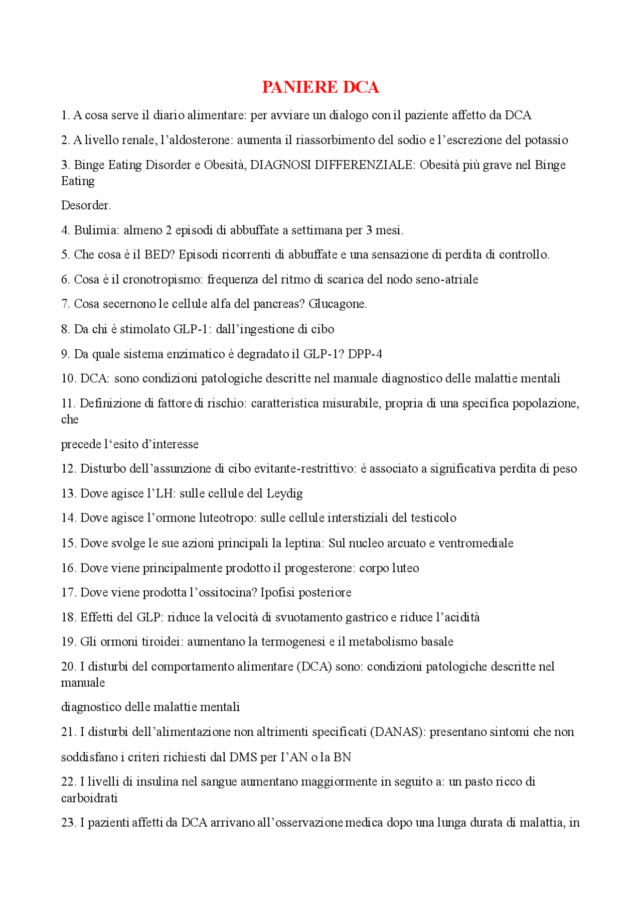 Test DCA . DOMANDE E RISPOSTE 2024 PROVA D'ESAME | Prove d'esame di ...