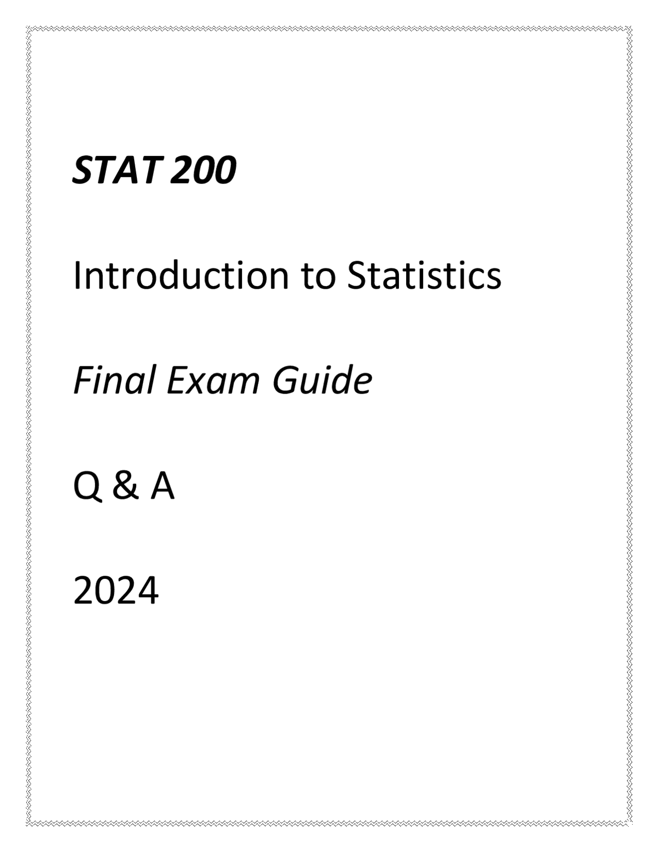 (UMGC) STAT 200 Introduction to Statistics Final Exam Guide Q & A 2024 | Exams Nursing | Docsity