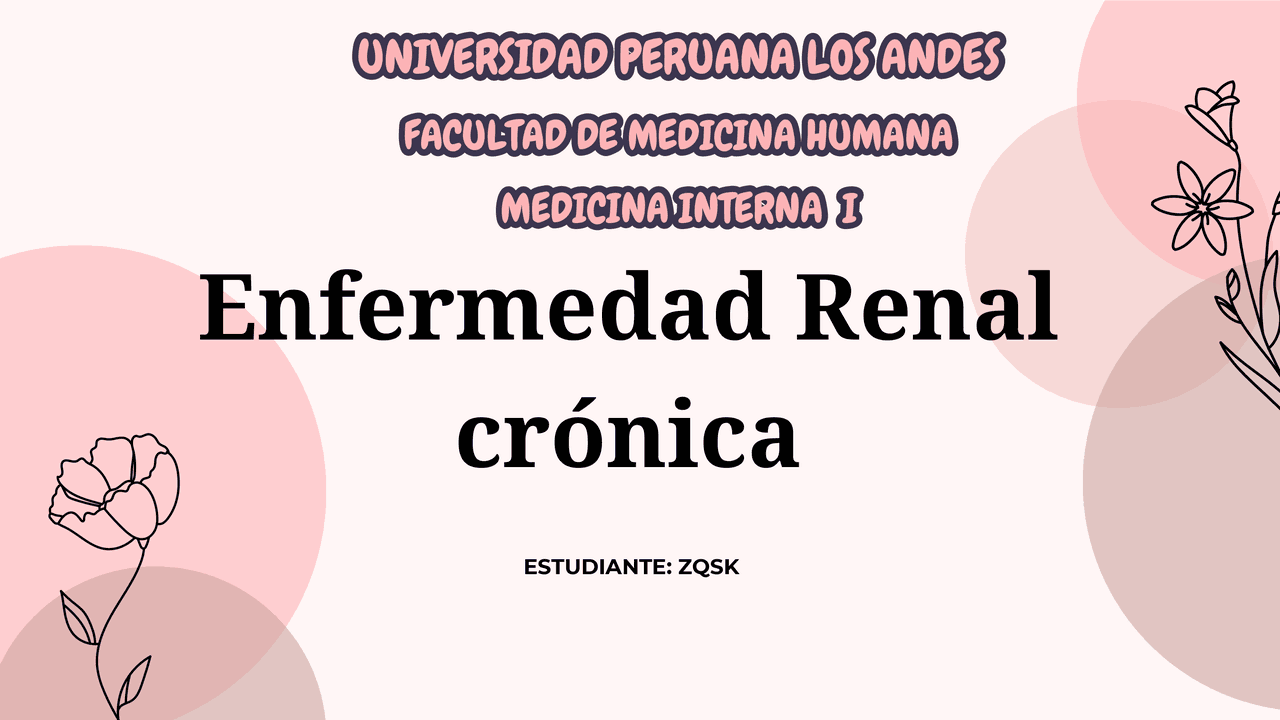 enfermedad renal crónica | Diapositivas de Medicina Interna | Docsity