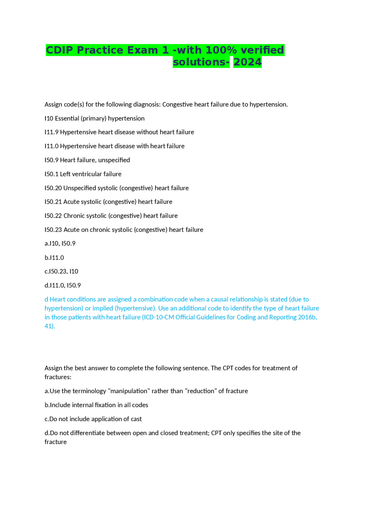 CDIP Practice Exam 1 -with 100% verified solutions- 2024.docx | Exams ...