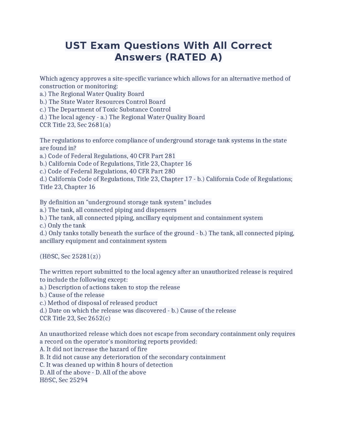 UST Exam Questions With All Correct Answers (RATED A) | Exams Advanced ...