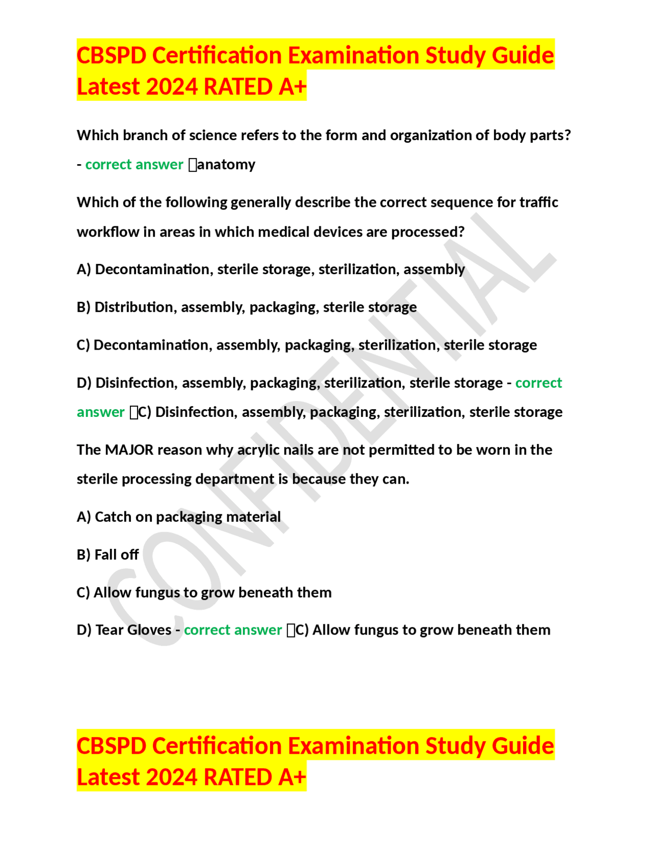 CBSPD Certification Examination Study Guide 2024 | Exercises Nursing ...