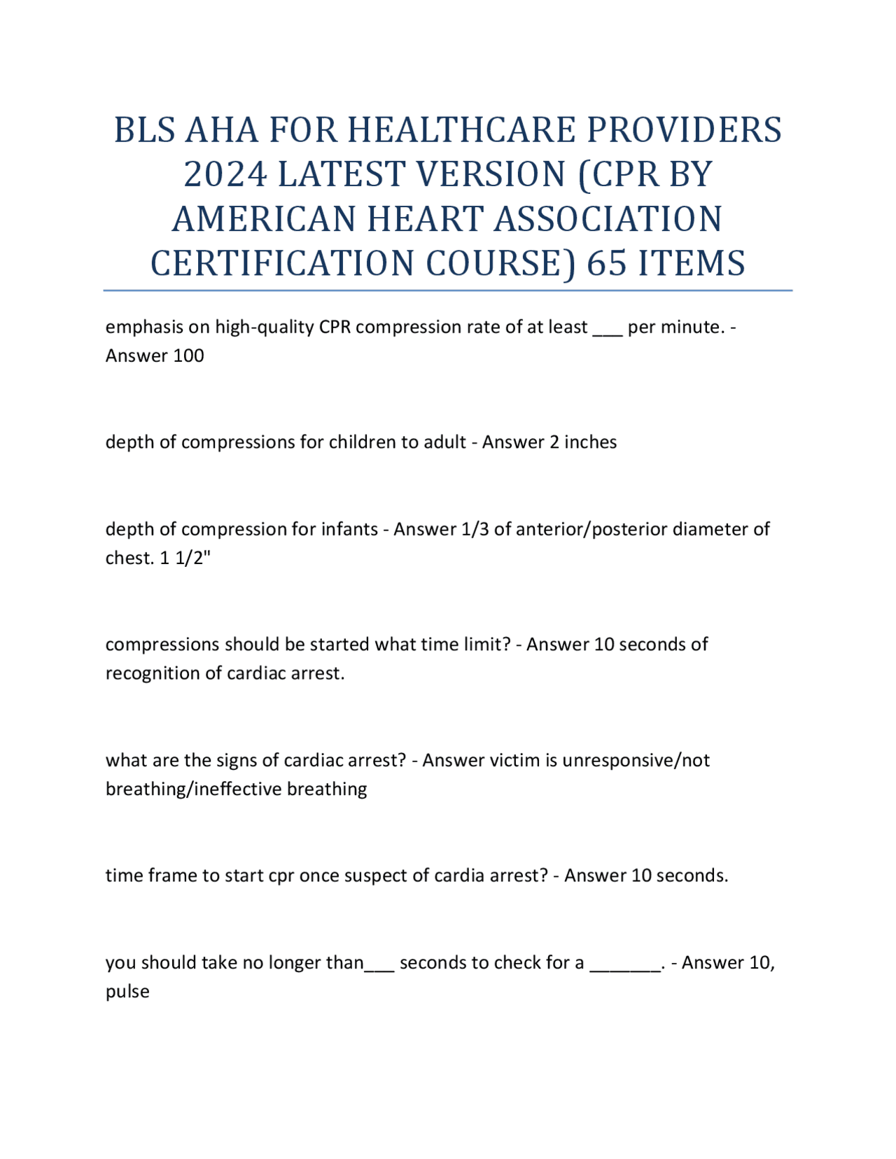 CPR Certification Course for Healthcare Providers by American Heart Association | Exams Nursing ...